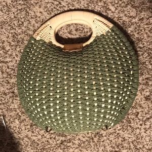 Bags | Green Shell Woven Straw Rattan Purse | Poshmark